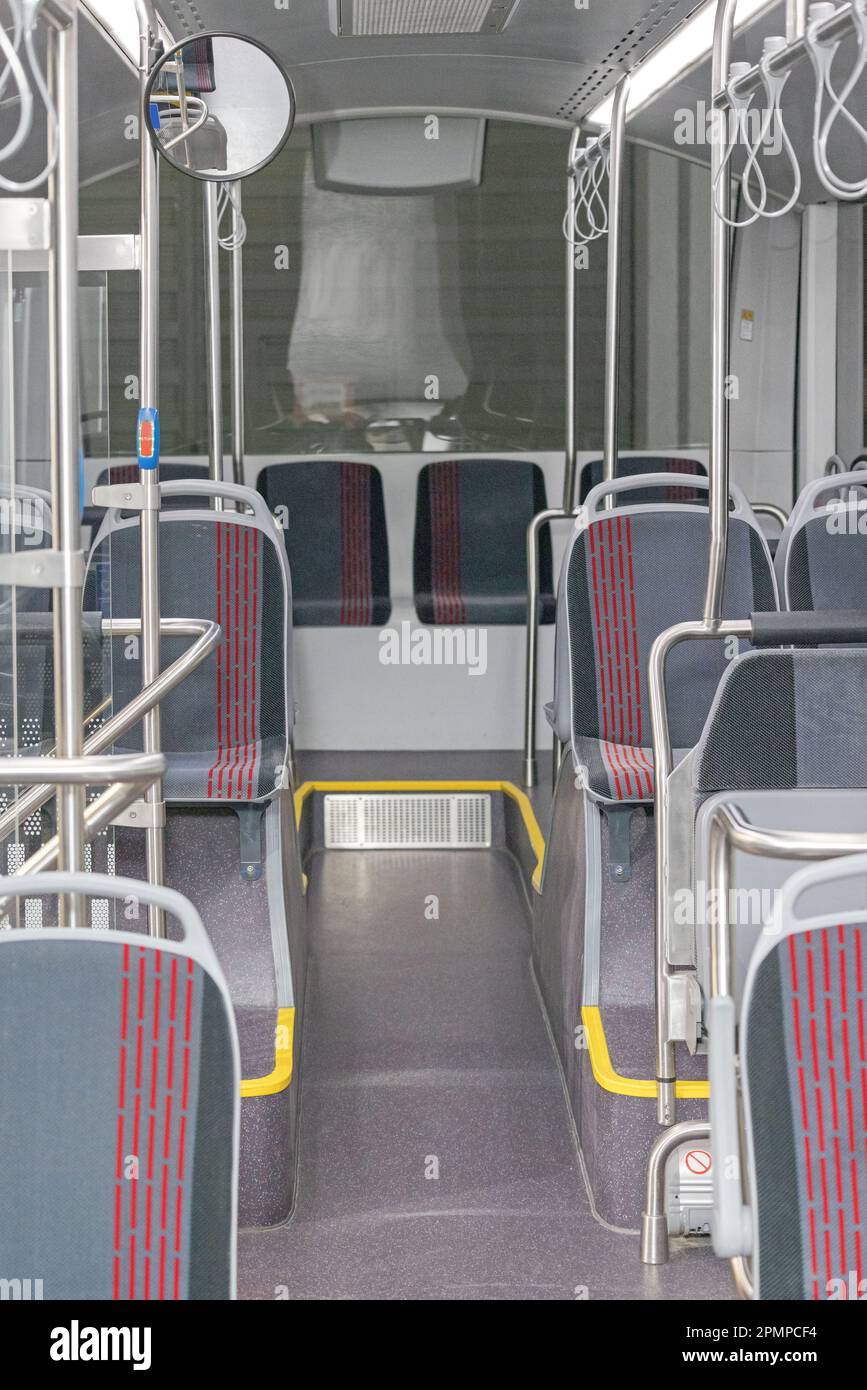 Public Bus Padded Seats Modern Interior City Transport Stock Photo - Alamy