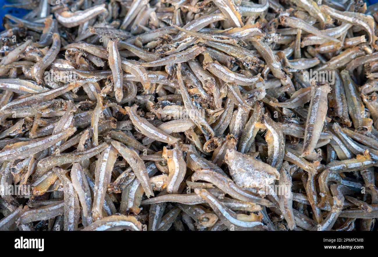 Ikan asin, salted fish at traditional market in Yogyakarta, Indonesia ...