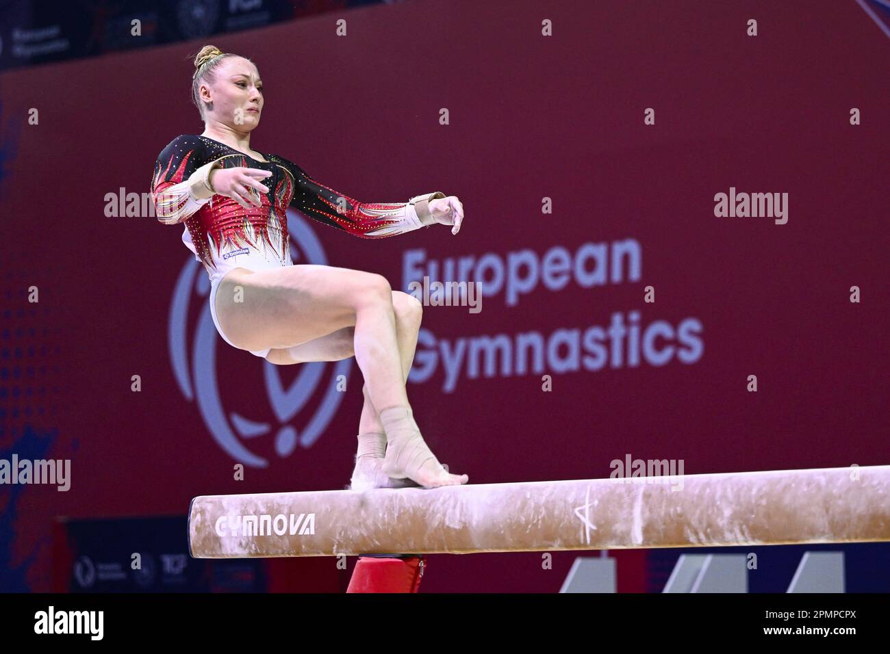 Antalya, Turkey. 14th Apr, 2023. Belgian gymnast Lisa Vaelen pictured ...