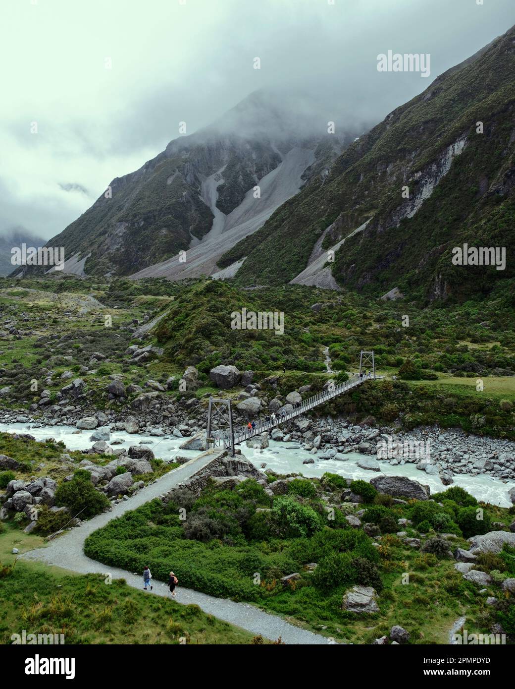 Bridge over a river in Aoraki Mount Cook National Park, New Zealand ...