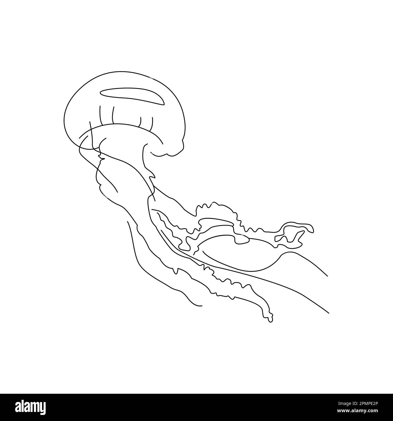 Cute cartoon sea jellyfish. Isolated vector illustration in linear ...