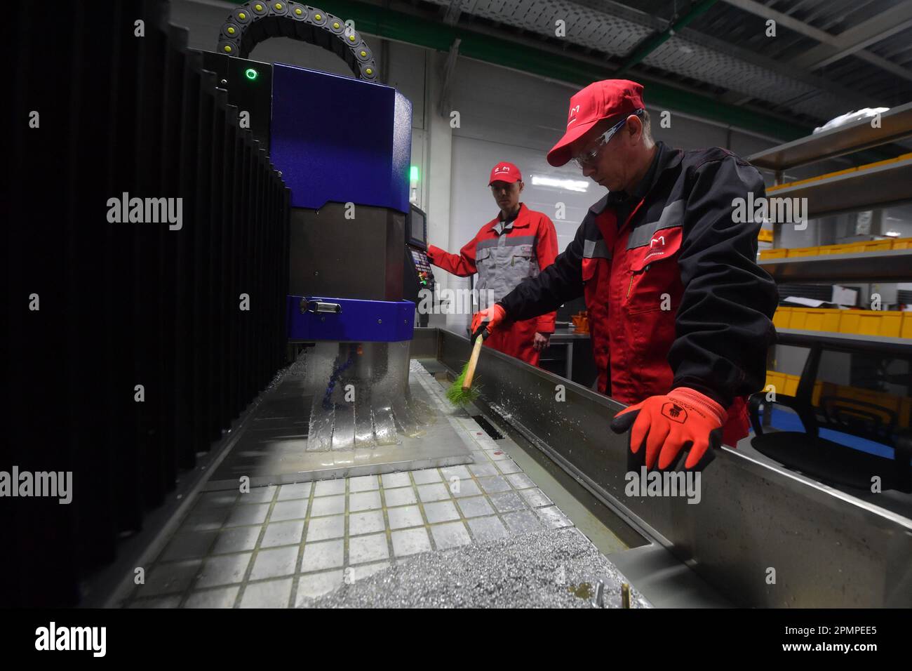 'Moscow. A worker at the plant of the company 'Electric Vehicles ...