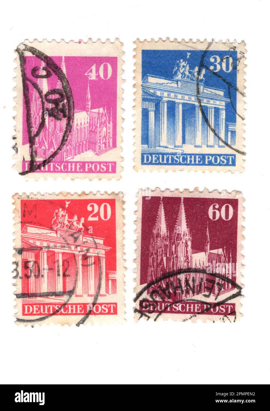 Vintage postage stamps from Germany isolated on a white background ...