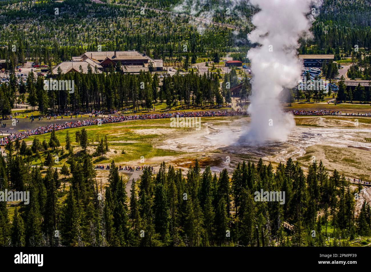 Old Faithful erupting in the Upper Geyser Basin of Yellowstone National ...