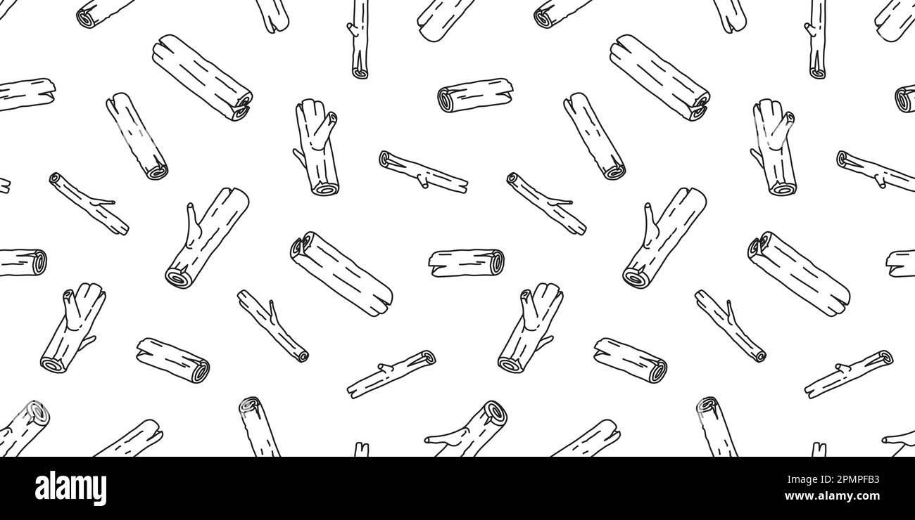 Wood branch Seamless Pattern vector Wood branch firewood isolated wallpaper background white ...