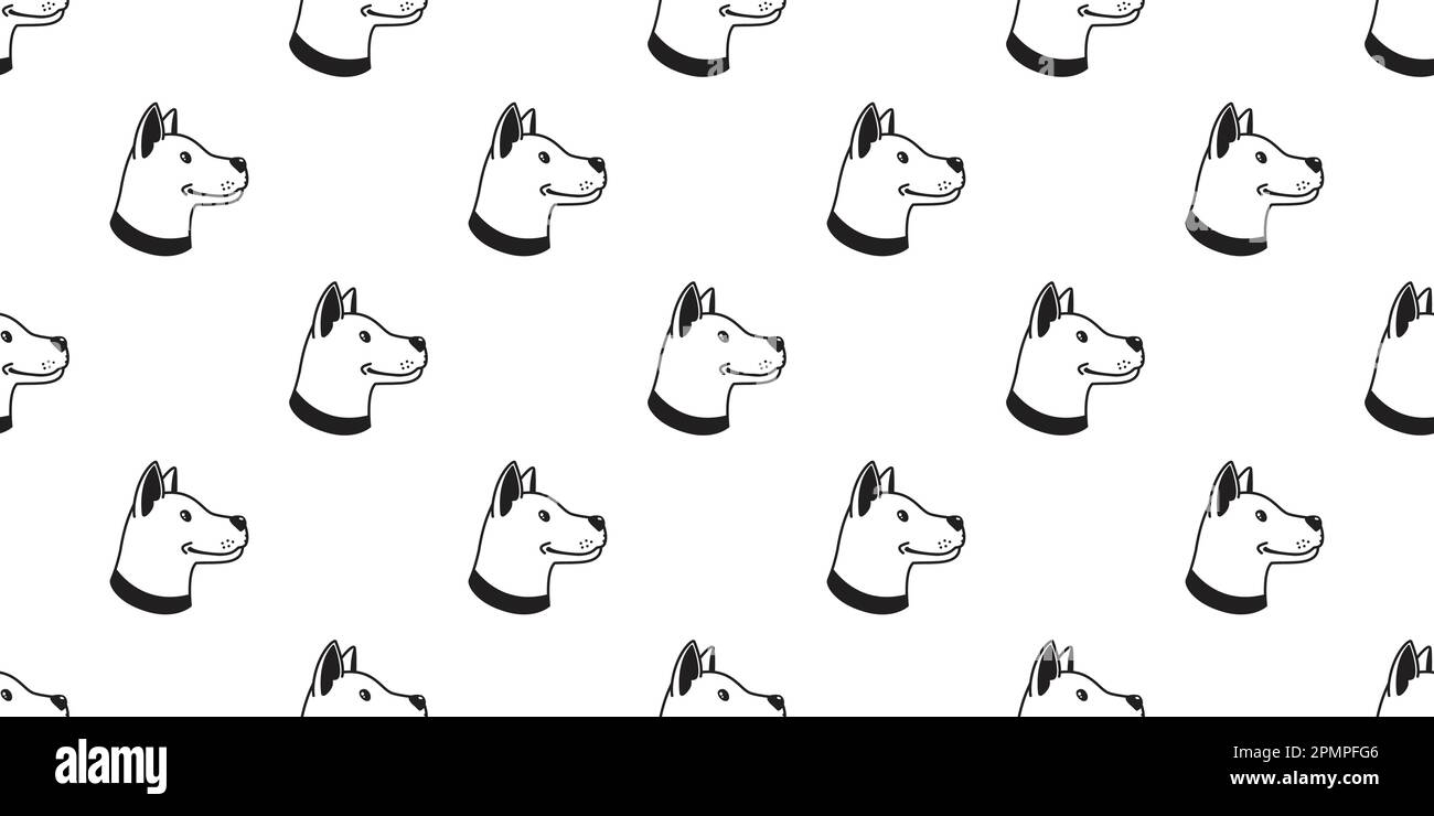 Dog Seamless Pattern vector Head bulldog hound tile background isolated ...