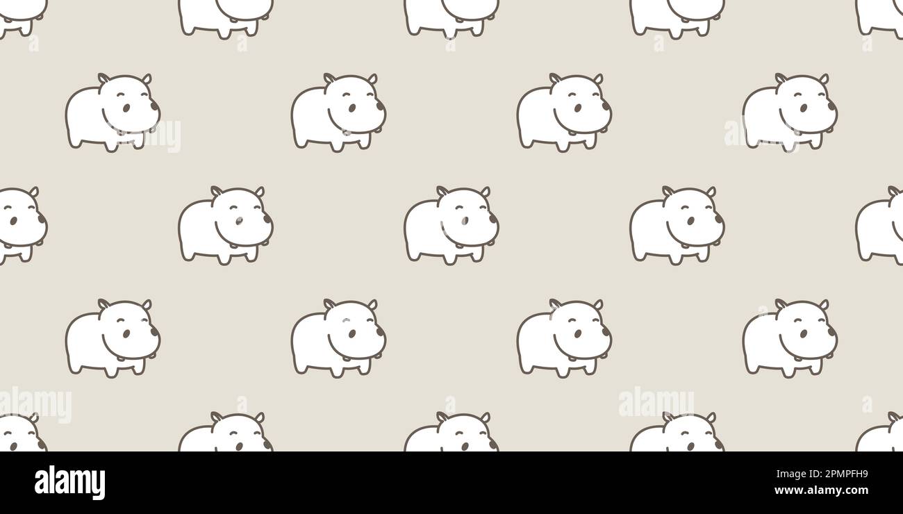 Hippo Seamless Pattern hippopotamus vector isolated wallpaper ...