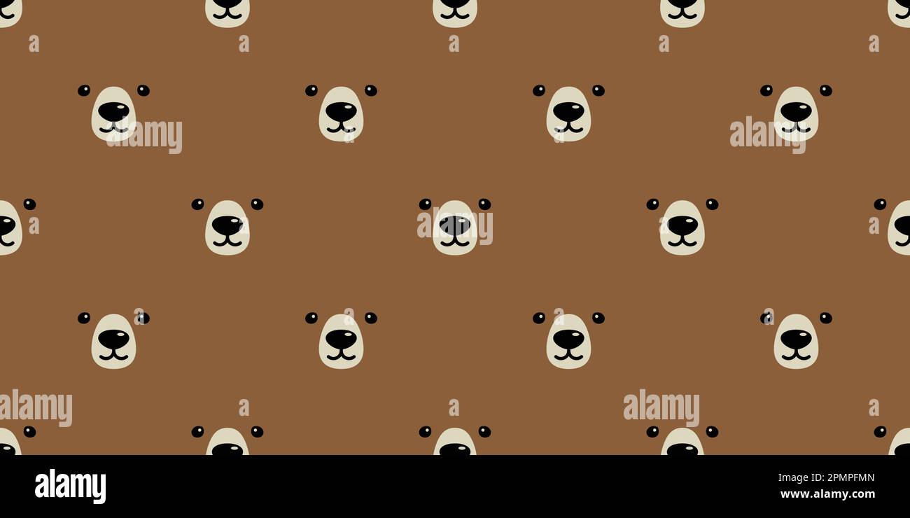 Bear Seamless Pattern vector polar bear face isolated background ...