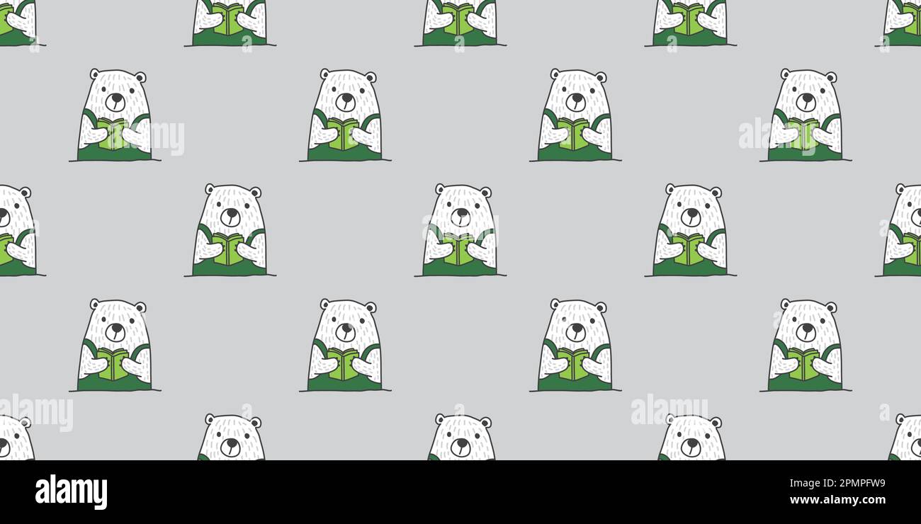 Bear Seamless Pattern vector Polar Bear Reading book isolated ...