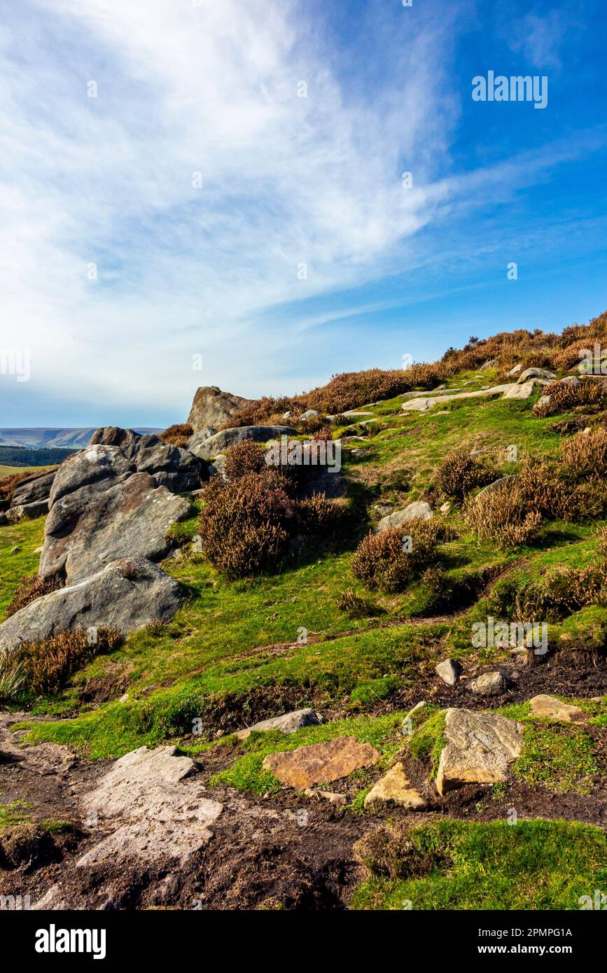 Typical Peak District National Park landscape near Ladybower Reservoir ...
