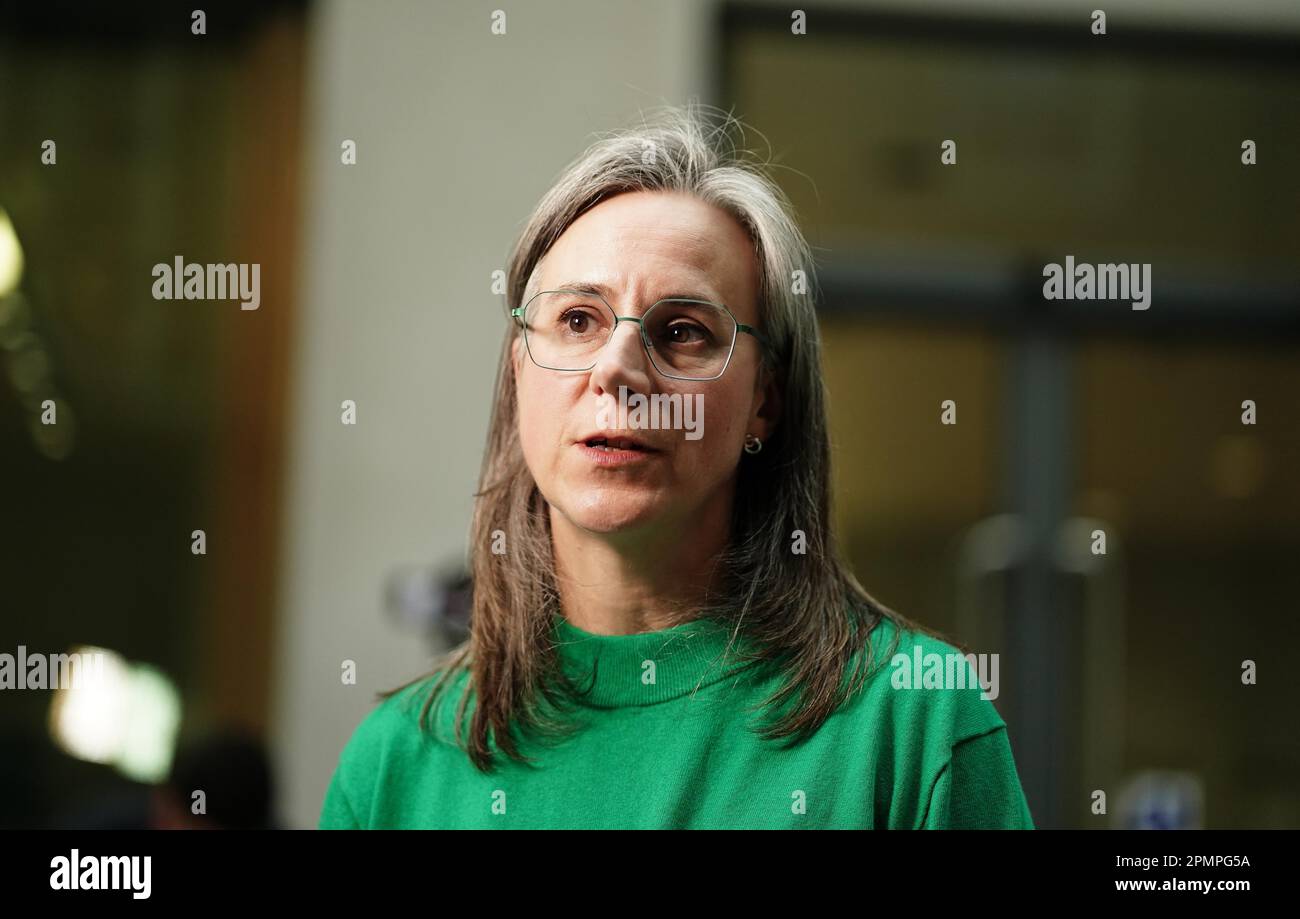 Sara Gorton, head of health at Unison, speaks to the media in London ...