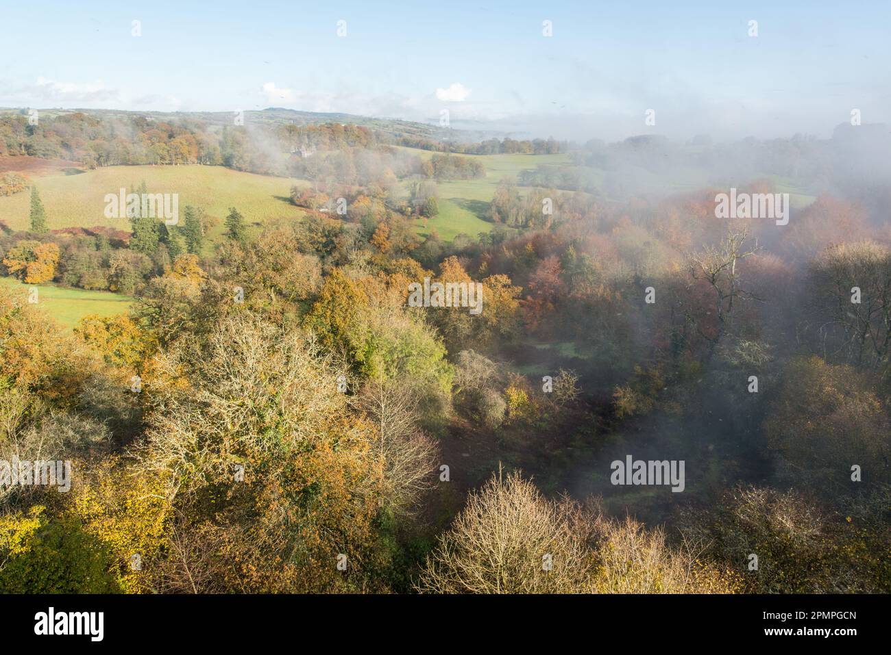 View of Newton House and Dinefwr Park from Dinefwr Castle with low ...