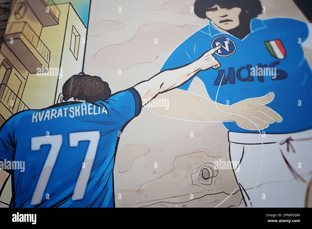 Napoli, Italy. 14th Apr, 2023. Murals by Diego Armando Maradona and ...