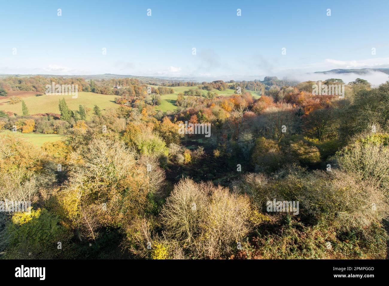 View of Newton House and Dinefwr Park from Dinefwr Castle with low ...