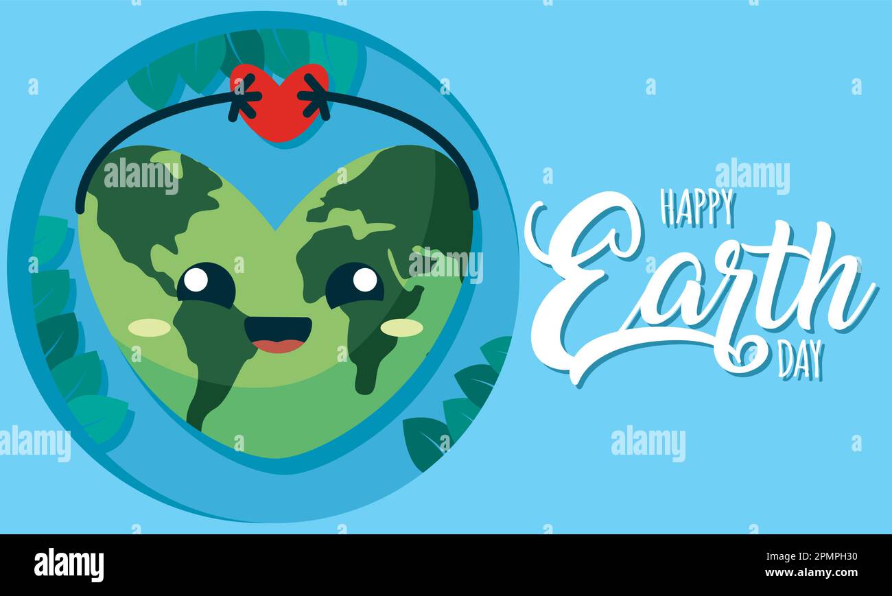Earth day poster Planet cartoon kawaii Vector Stock Vector Image & Art ...