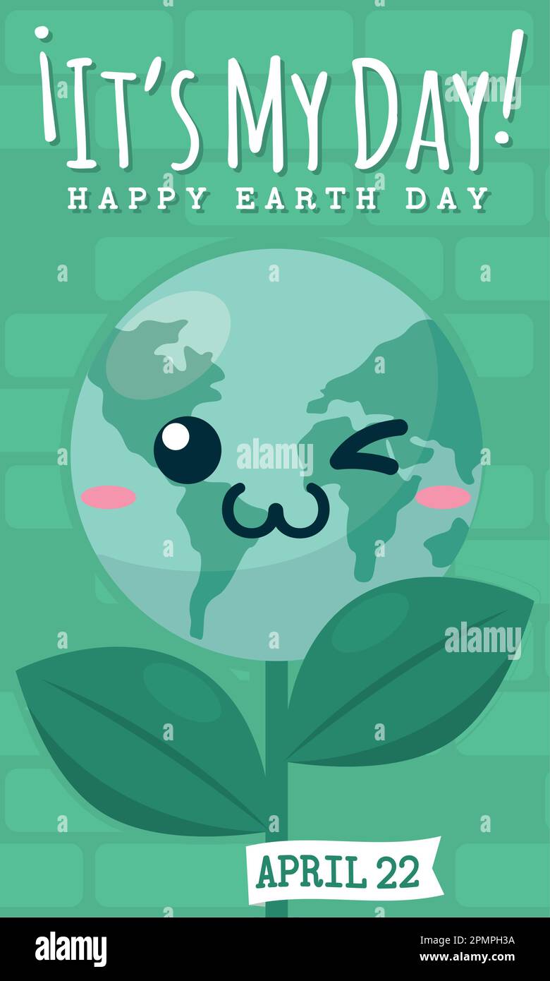 Earth day poster Planet cartoon kawaii Vector Stock Vector Image & Art ...
