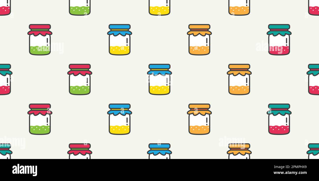 fruit Jam Bottle Seamless Pattern vector isolated wallpaper background ...