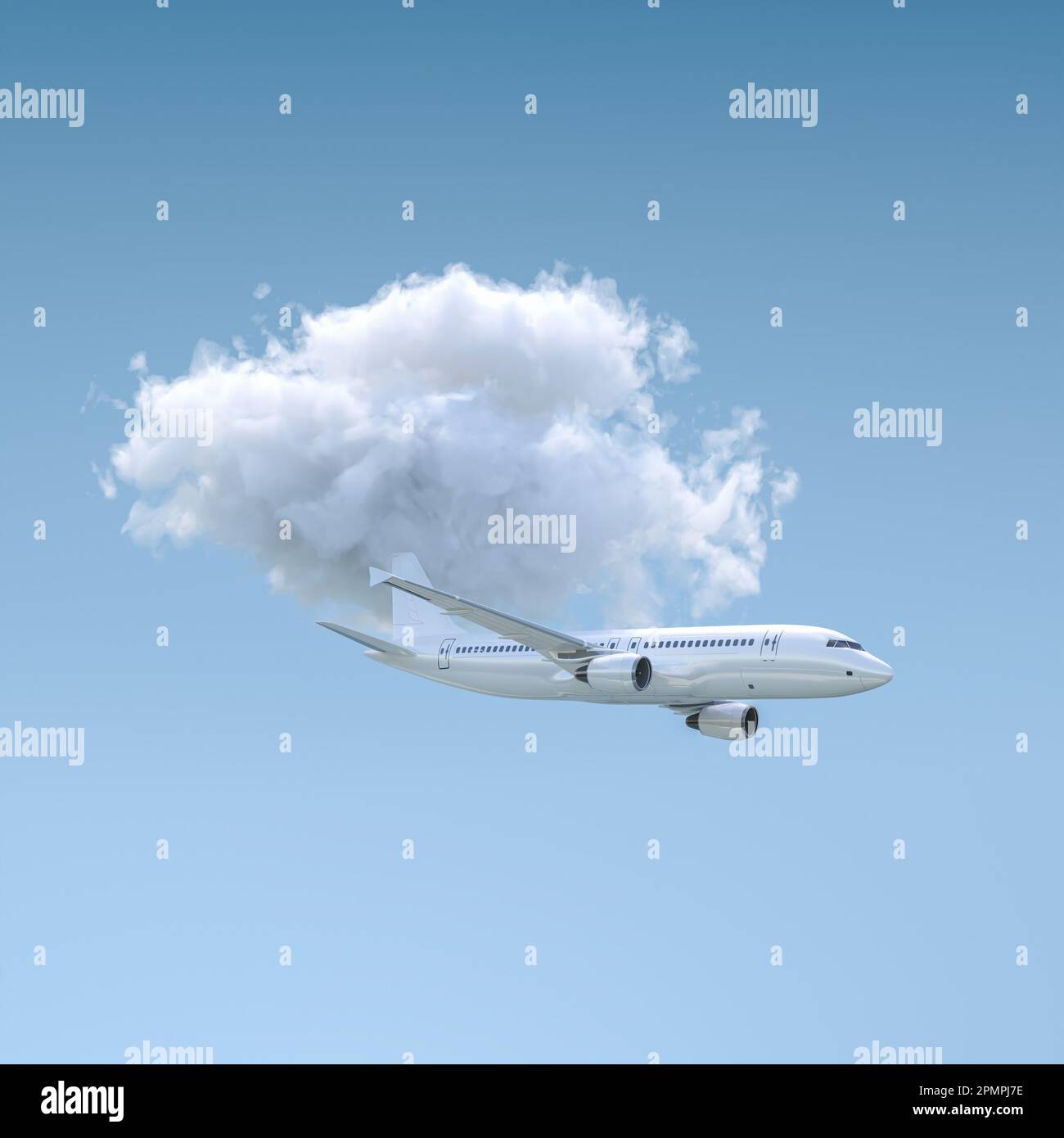 A passenger airplane in the sky in front of a cloud - vacation concept ...