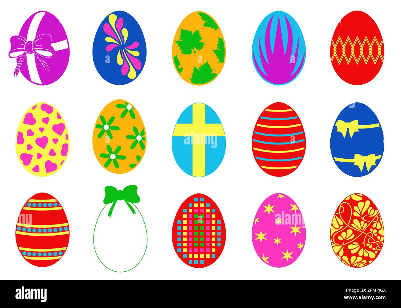 Set of different Easter eggs isolated on white Stock Photo - Alamy