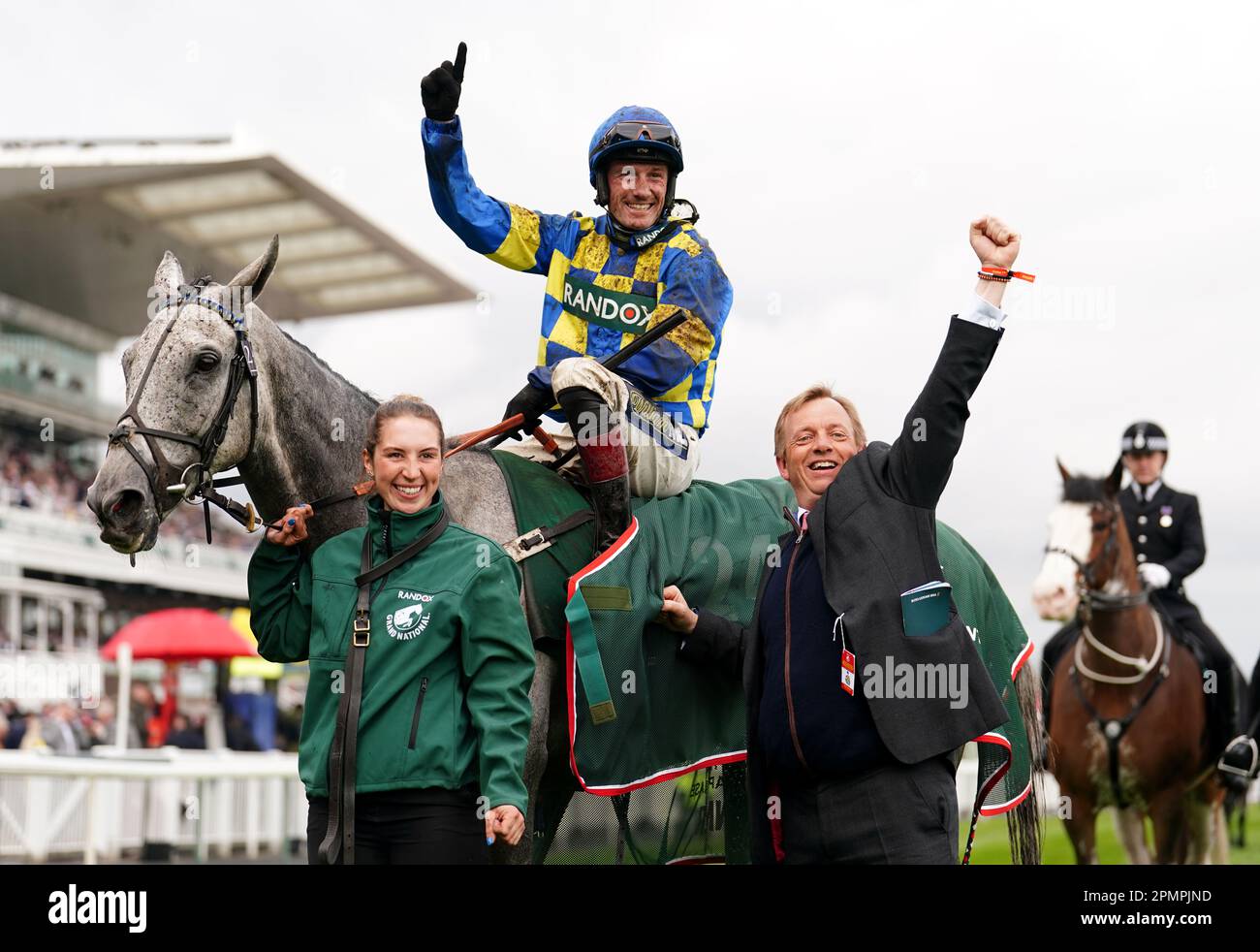 Sam Twiston-Davies celebrates winning The Randox Supports Race Against ...