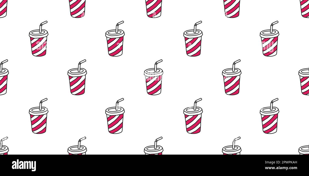 Cup Seamless Pattern vector juice cup soda coffee tea isolated ...