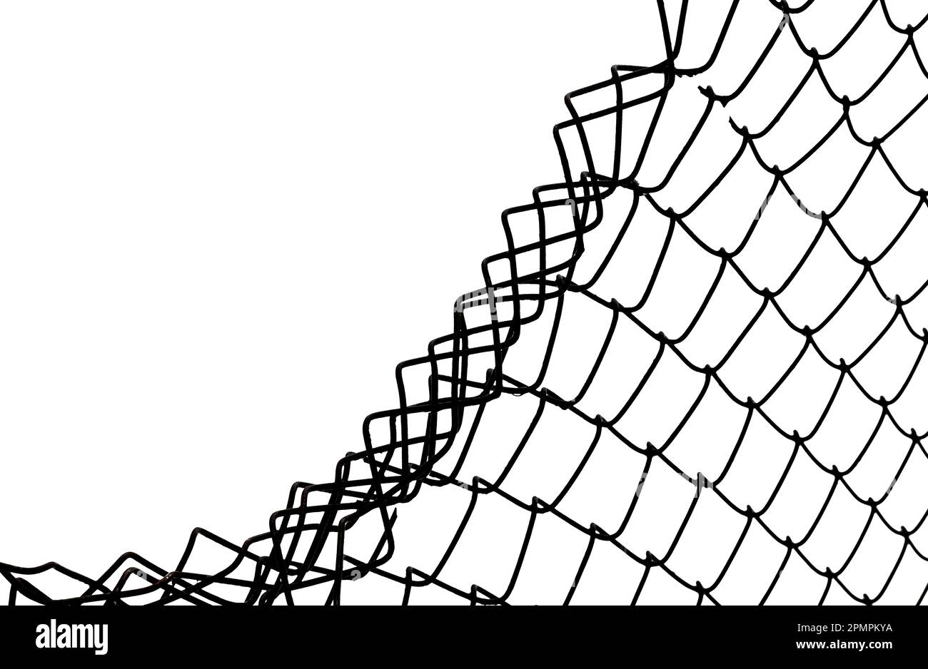 The texture of the metal mesh on a white background. Torn steel, metal ...