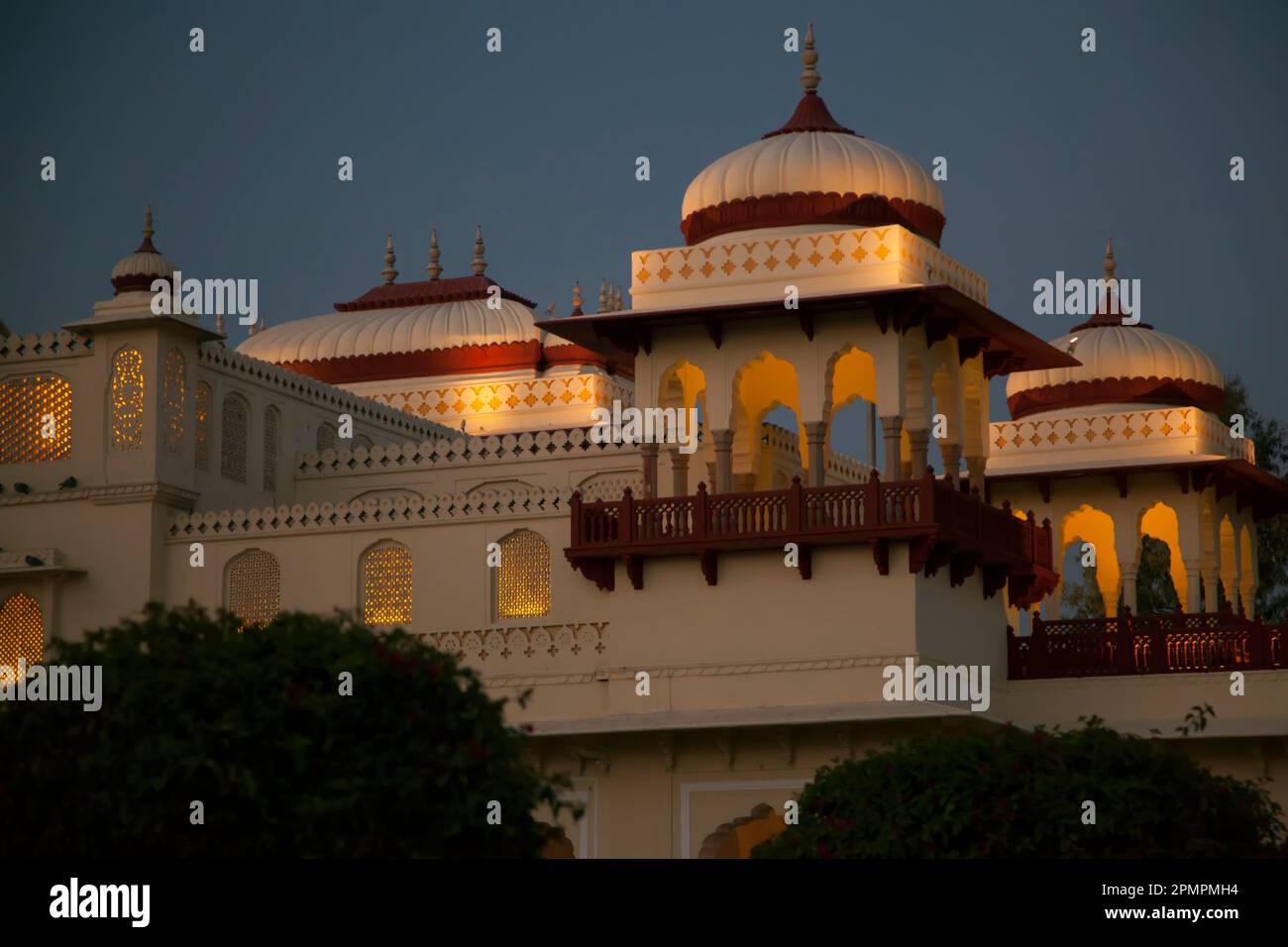 Luxury Hotel lit up at night In Jaipur, India; Jaipur, Rajasthan State ...