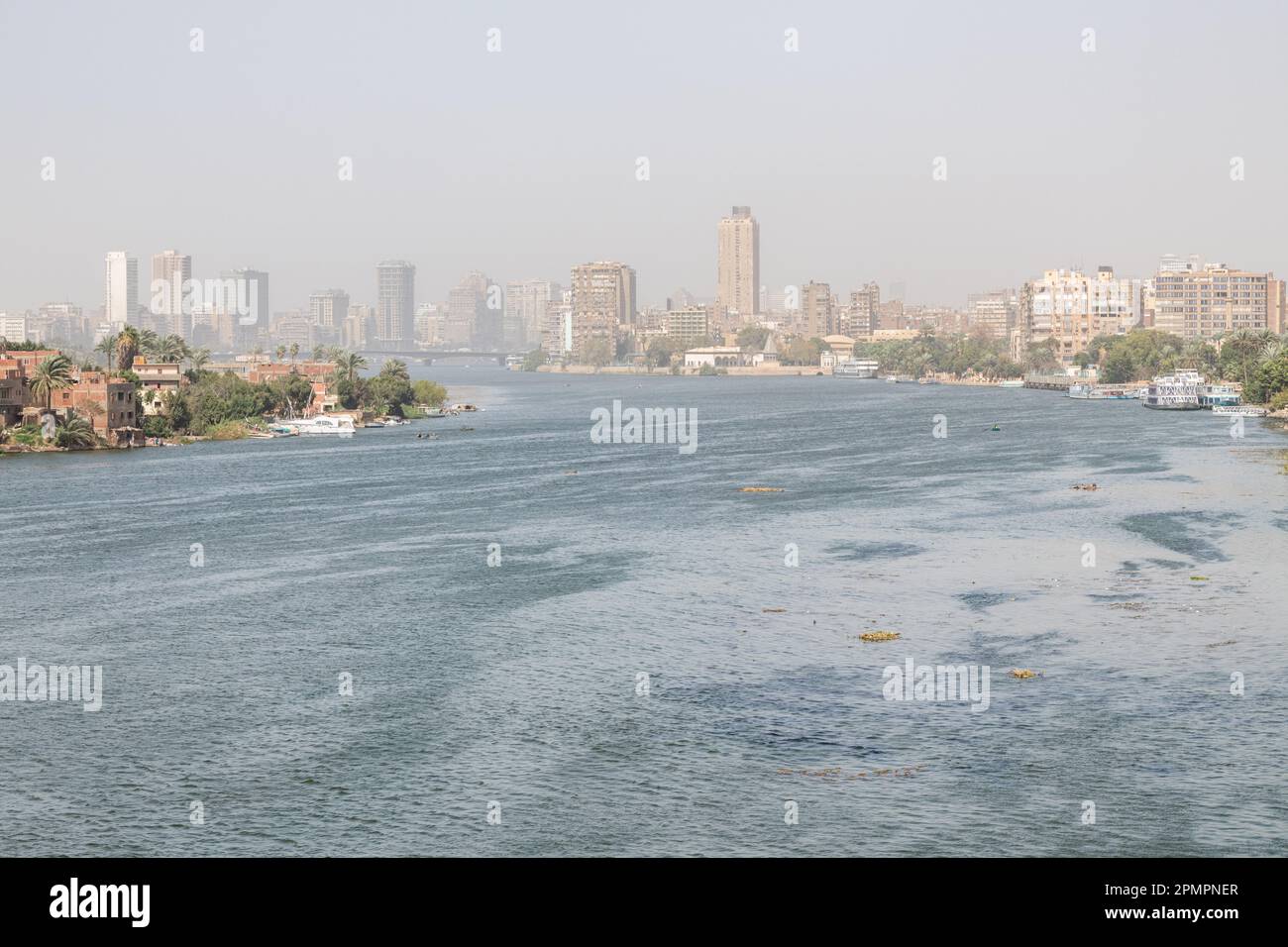 A view of the River Nile from Al-Munib Bridge in Cairo, Egypt Stock ...