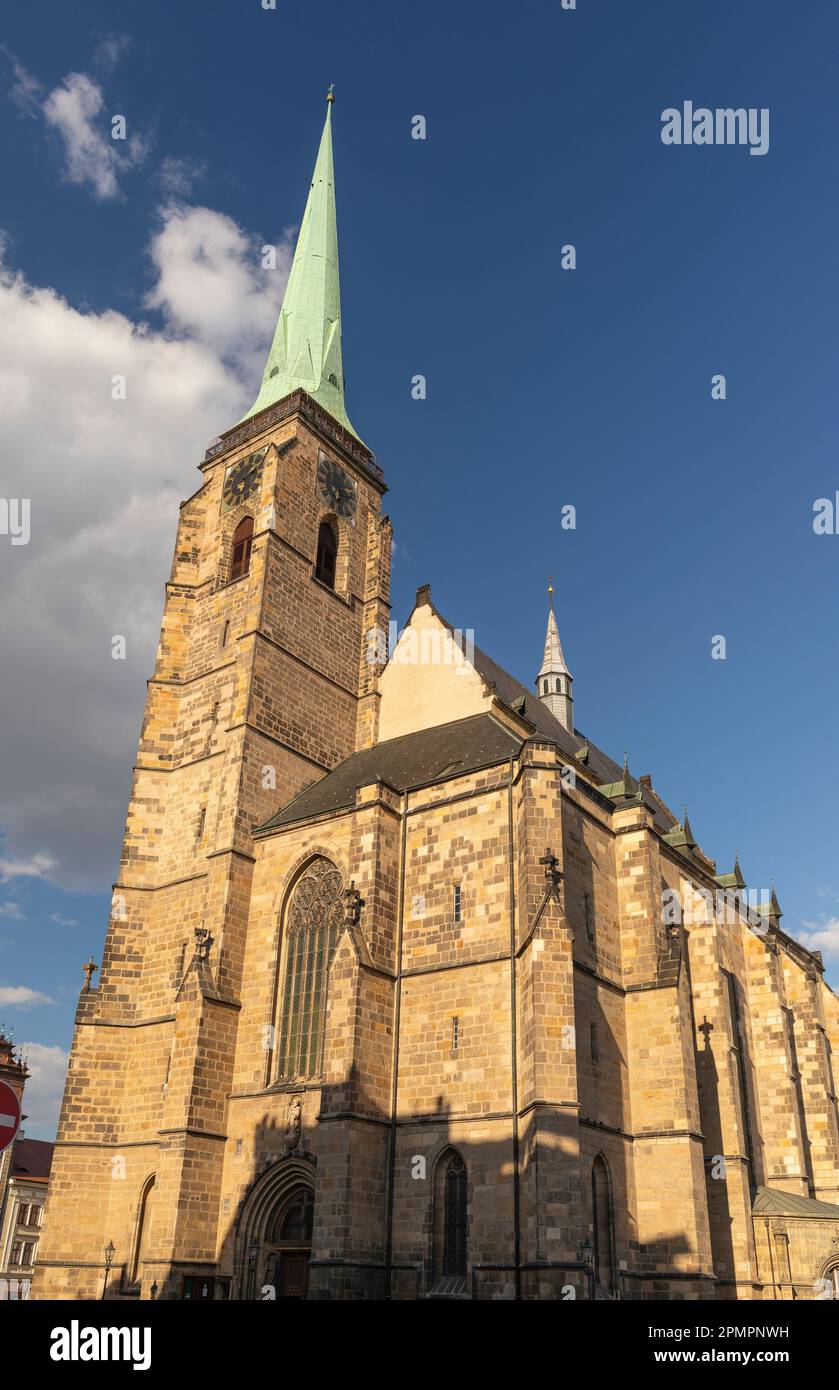 PILSEN, CZECH REPUBLIC, EUROPE - The Cathedral of St. Bartholomew, a ...