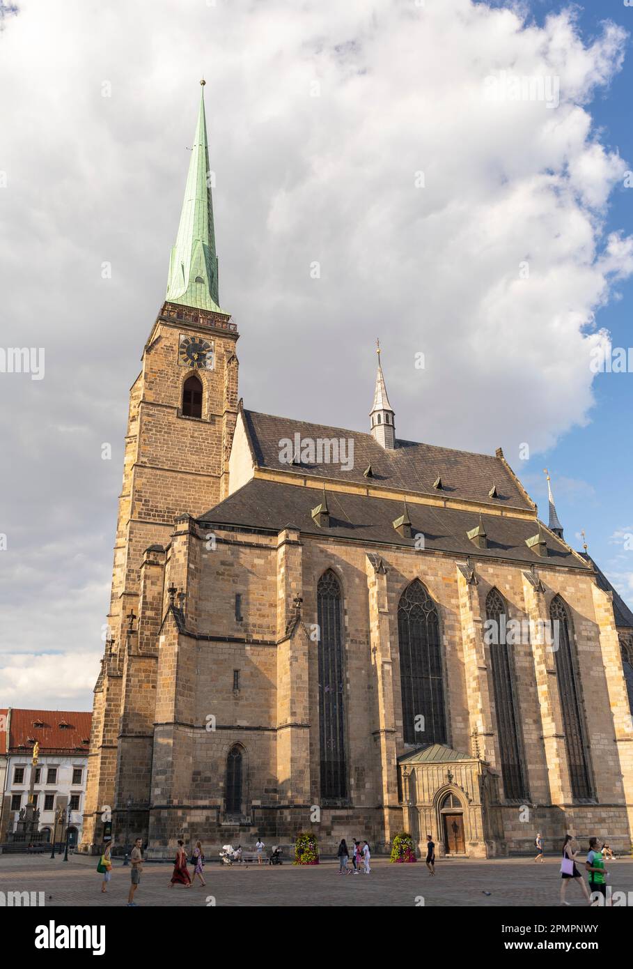 PILSEN, CZECH REPUBLIC, EUROPE - The Cathedral of St. Bartholomew, a ...