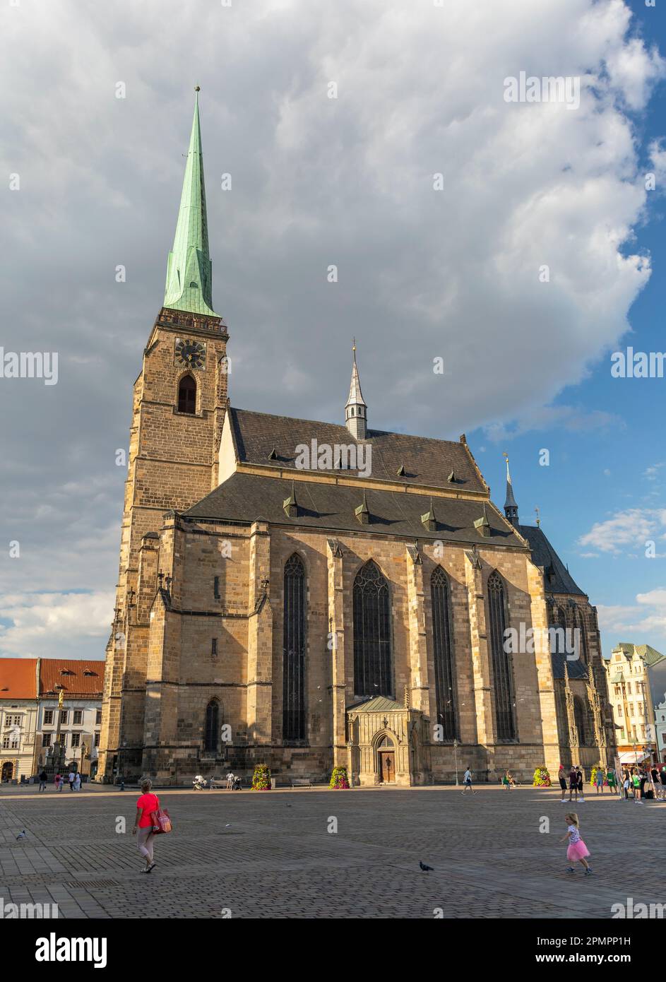 PILSEN, CZECH REPUBLIC, EUROPE - The Cathedral of St. Bartholomew, a ...