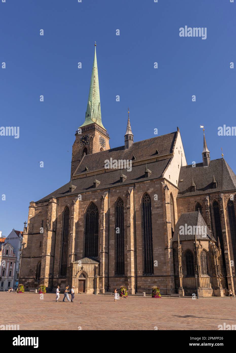 PILSEN, CZECH REPUBLIC, EUROPE - The Cathedral of St. Bartholomew, a ...