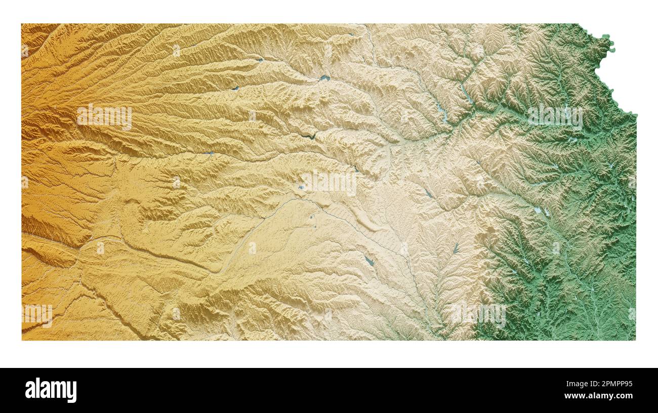 Physical map of kansas Cut Out Stock Images & Pictures - Alamy