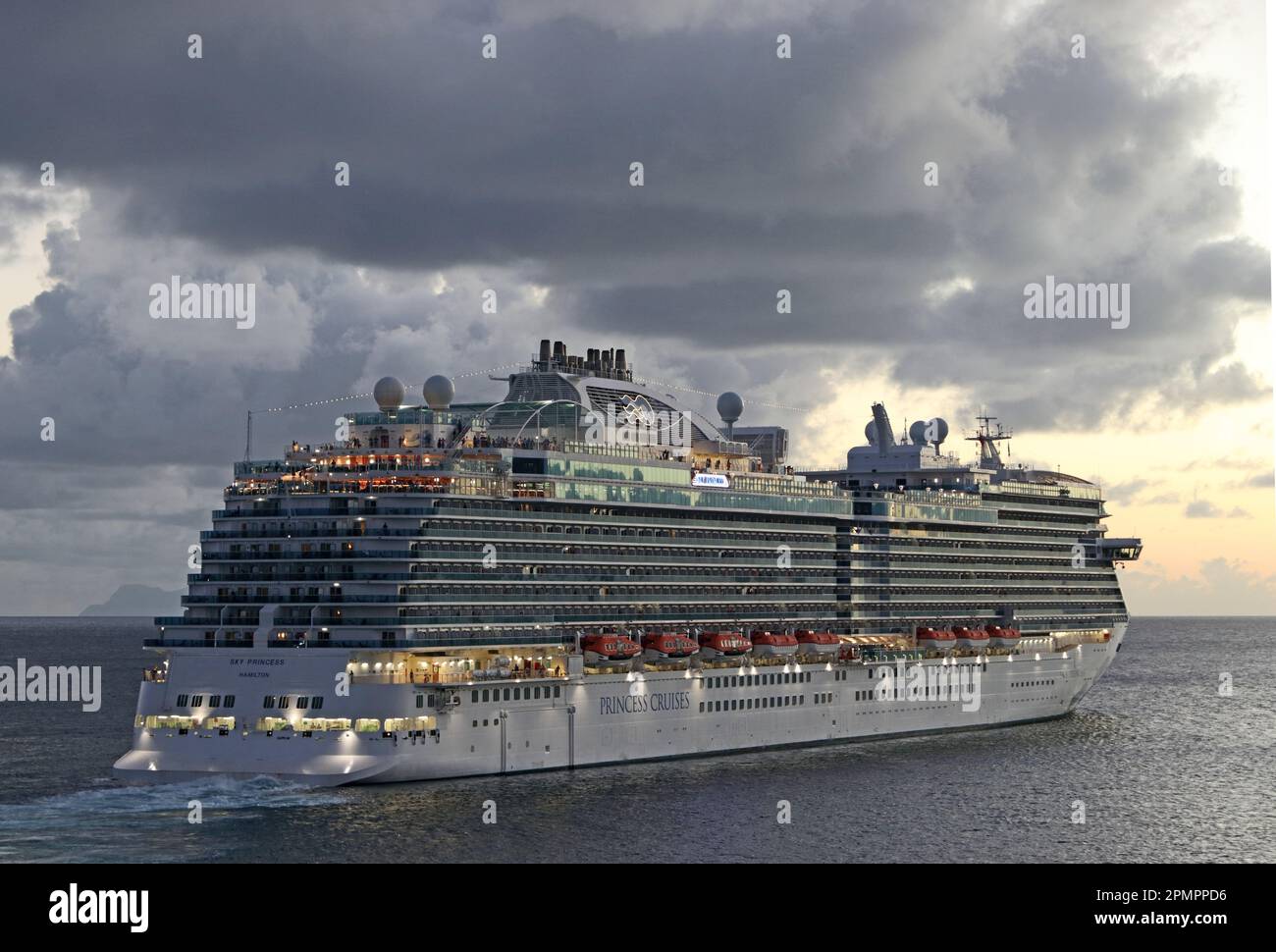 Princess Cruises ship Sky Princess evening departure from Philipsberg ... Princess Cruises ship Sky Princess evening departure from Philipsberg ...