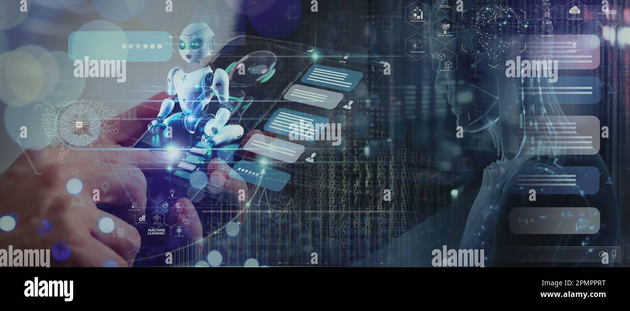 Ai chat bot communicate and interact to businessman provide smart data ...