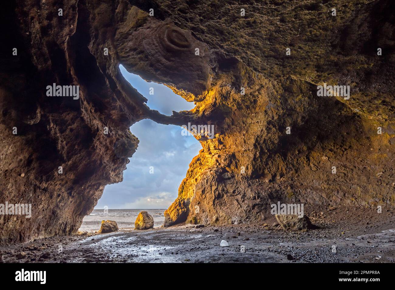 Interior of the Yoda-Cave inside volcanic Hjorleifshofdi mountain at ...