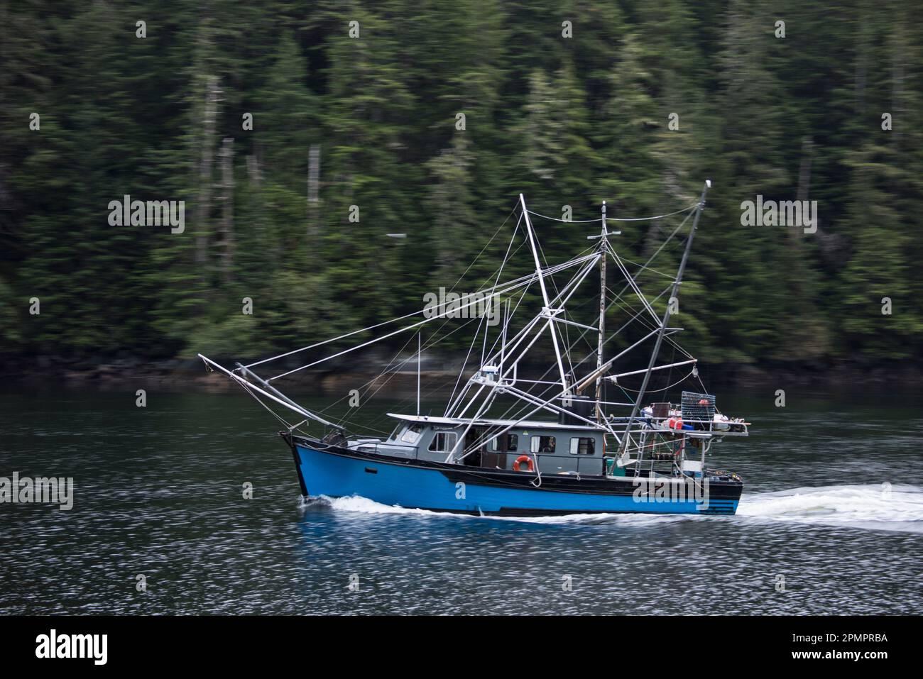 Fishing boat underway in the Inside Passage, Alaska, USA; Alaska ...