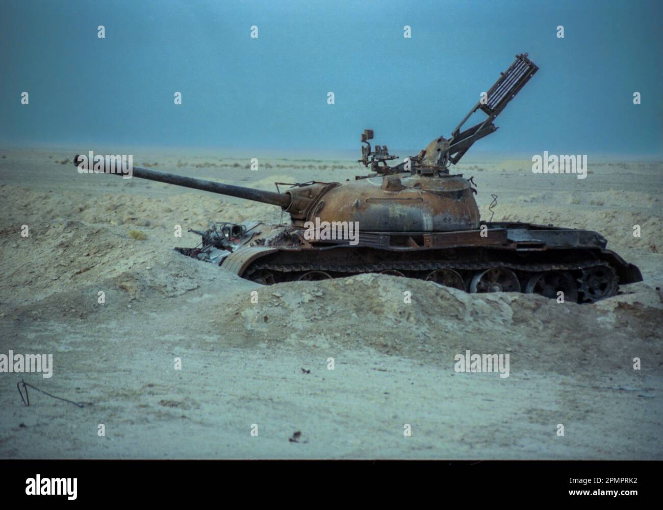 The wreck of a Iraqi T55 tank destroyed during the 2nd Gulf War ...