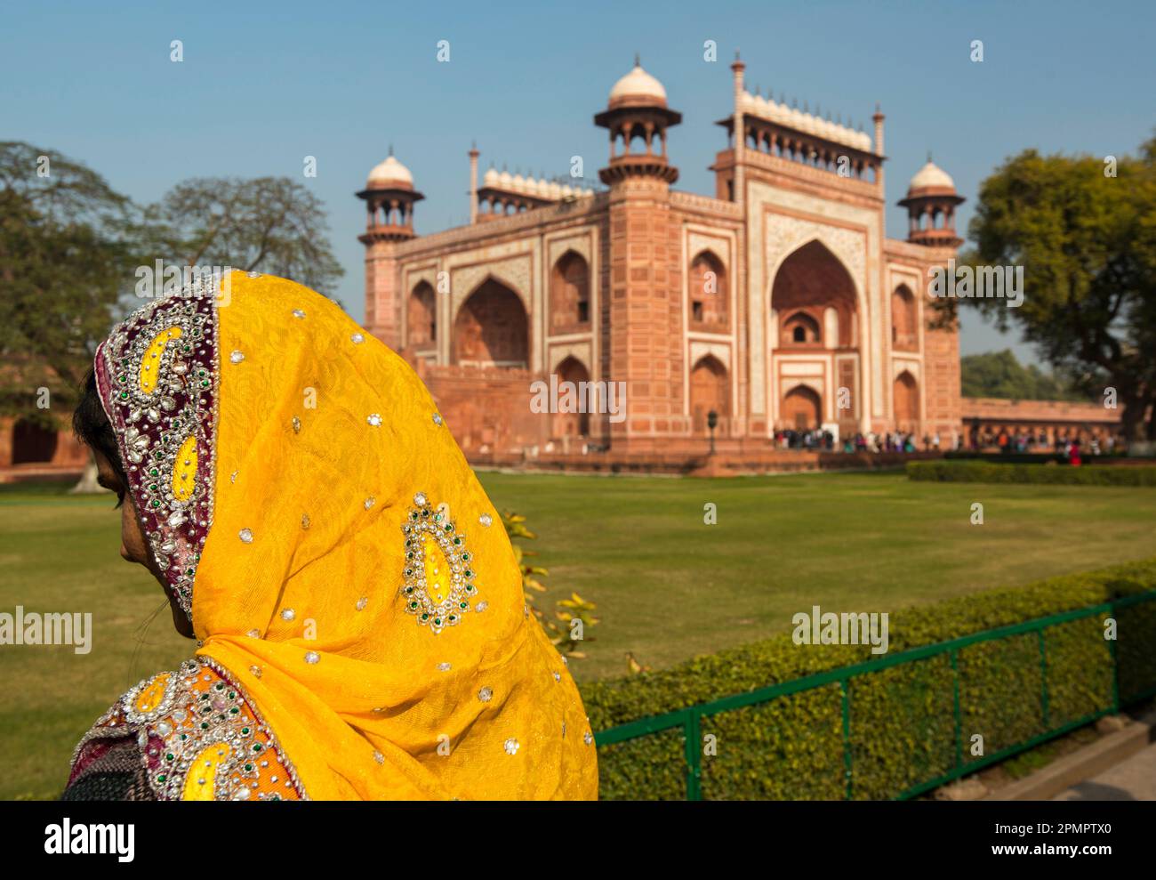 Woman on the grounds of the Taj Mahal; Agra, India Stock Photo - Alamy