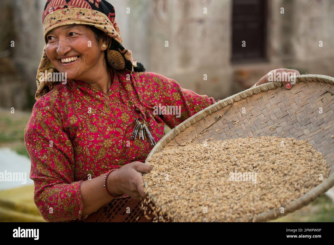 Mature woman smiles she hi-res stock photography and images - Alamy