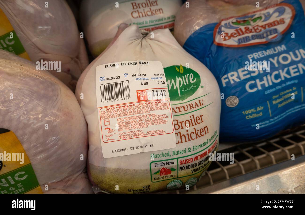 Fresh poultry at a D'Agostino grocery store in New York City, 2023, USA ...