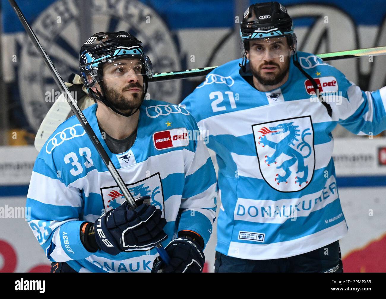 Munich, Germany. 14th Apr, 2023. Ice hockey: DEL, EHC Red Bull München ...