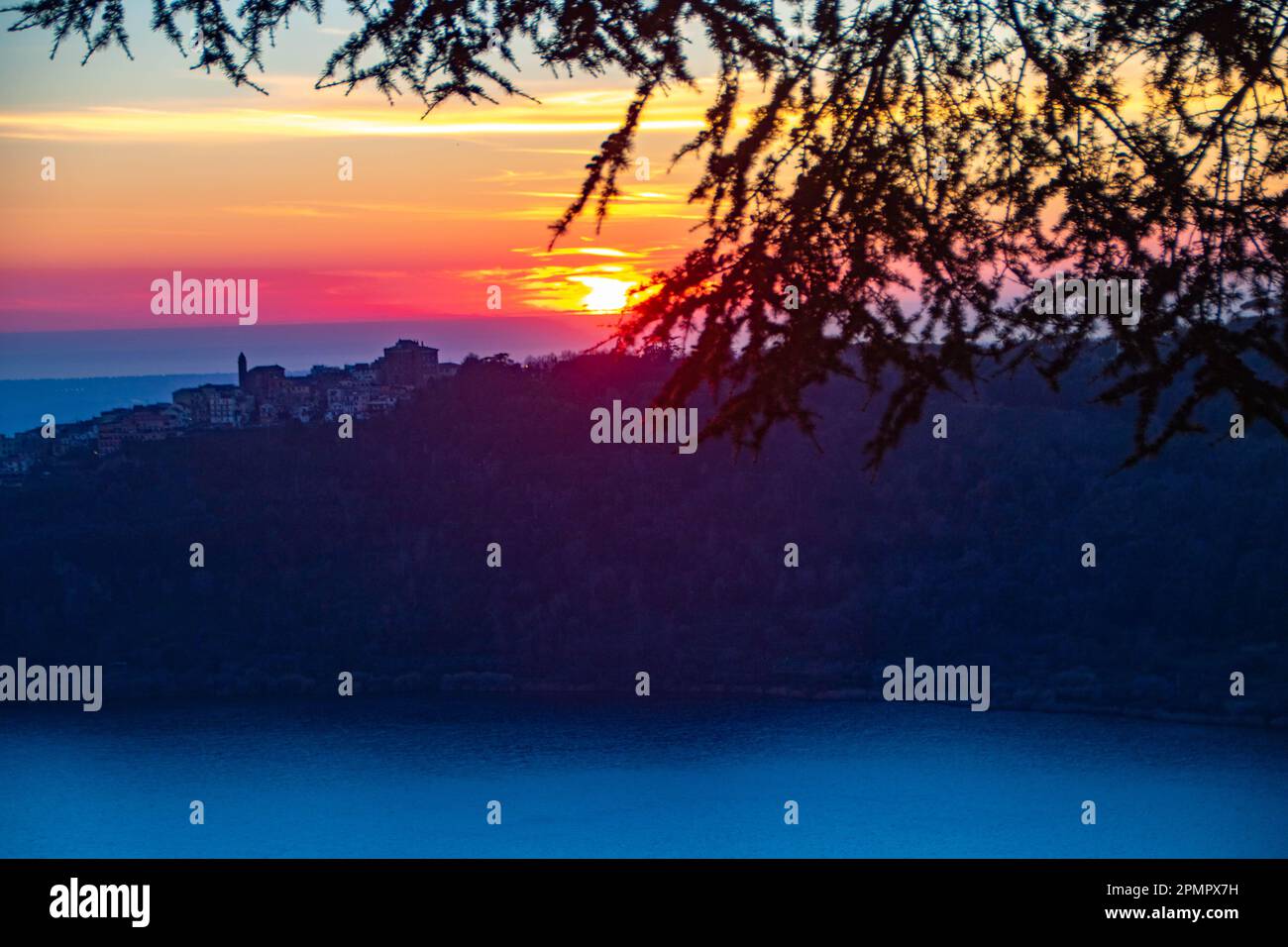 Landscape of lake of Nemi in Latium, Italy Stock Photo - Alamy