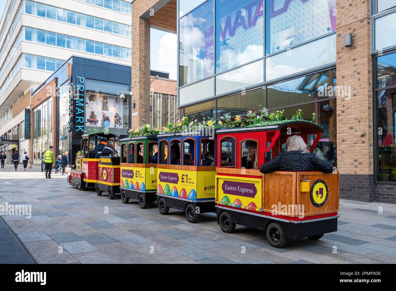 The Easter Express giving train rides to families on the high street in ...