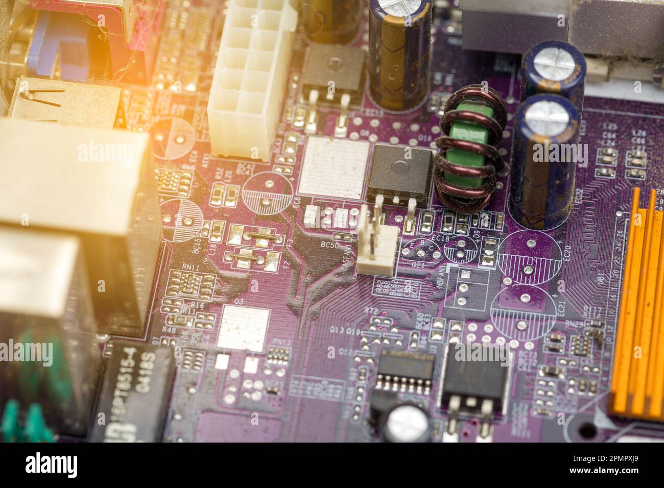 Computer motherboard. Electronic circuit board .Computer hardware ...