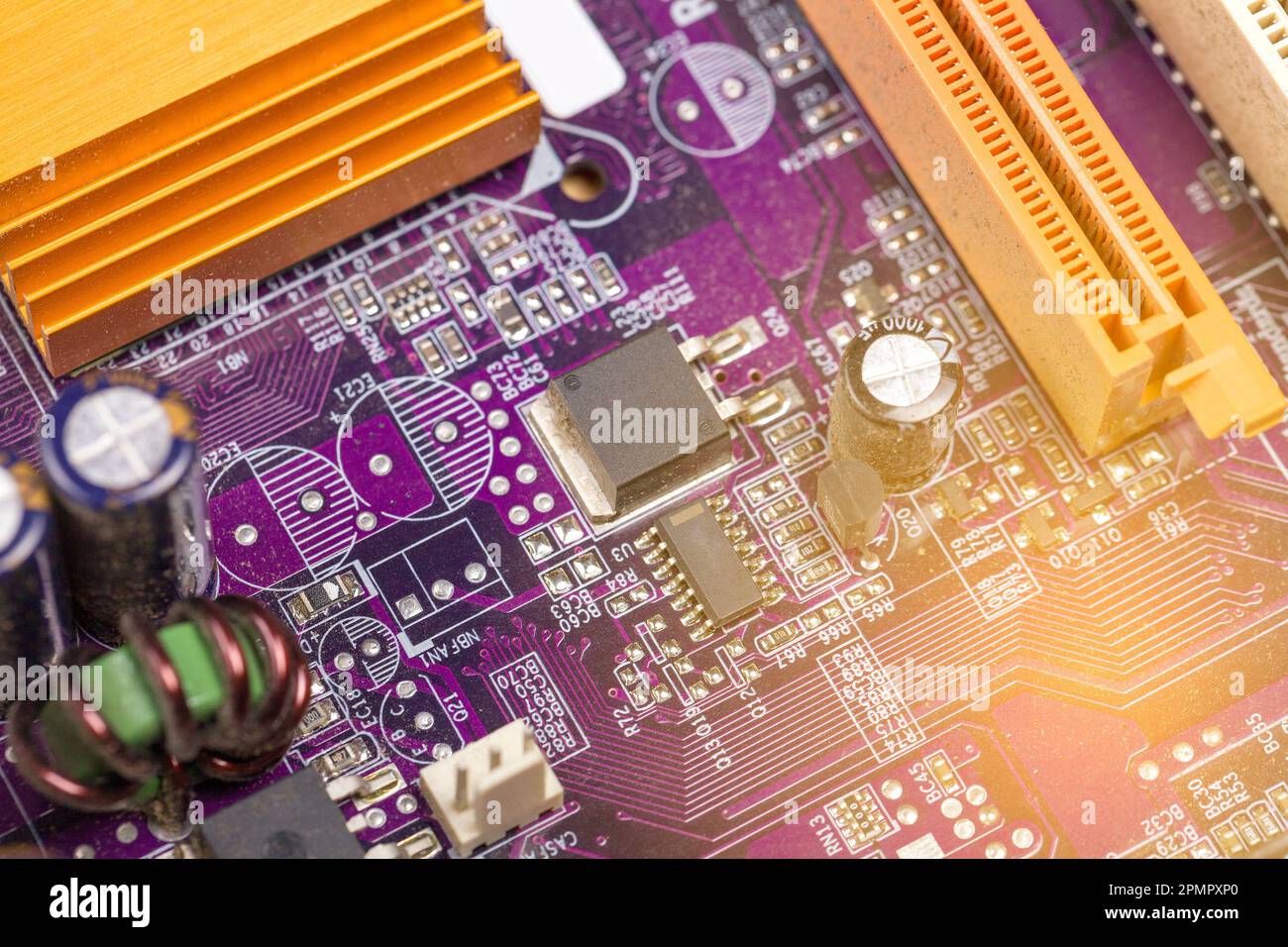 Computer motherboard. Electronic circuit board .Computer hardware ...