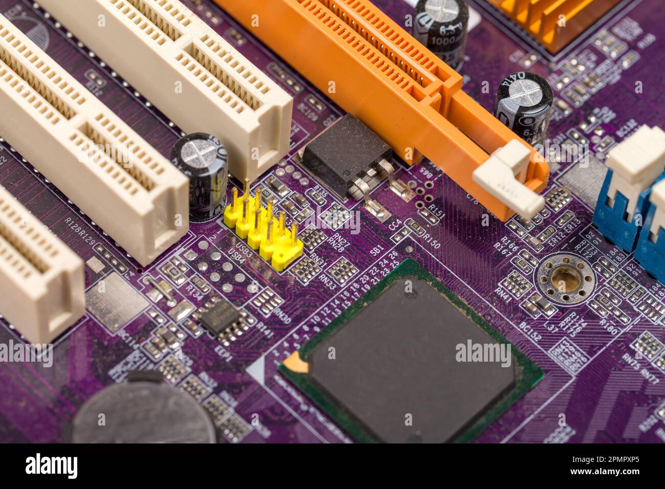 Computer motherboard. Electronic circuit board .Computer hardware ...