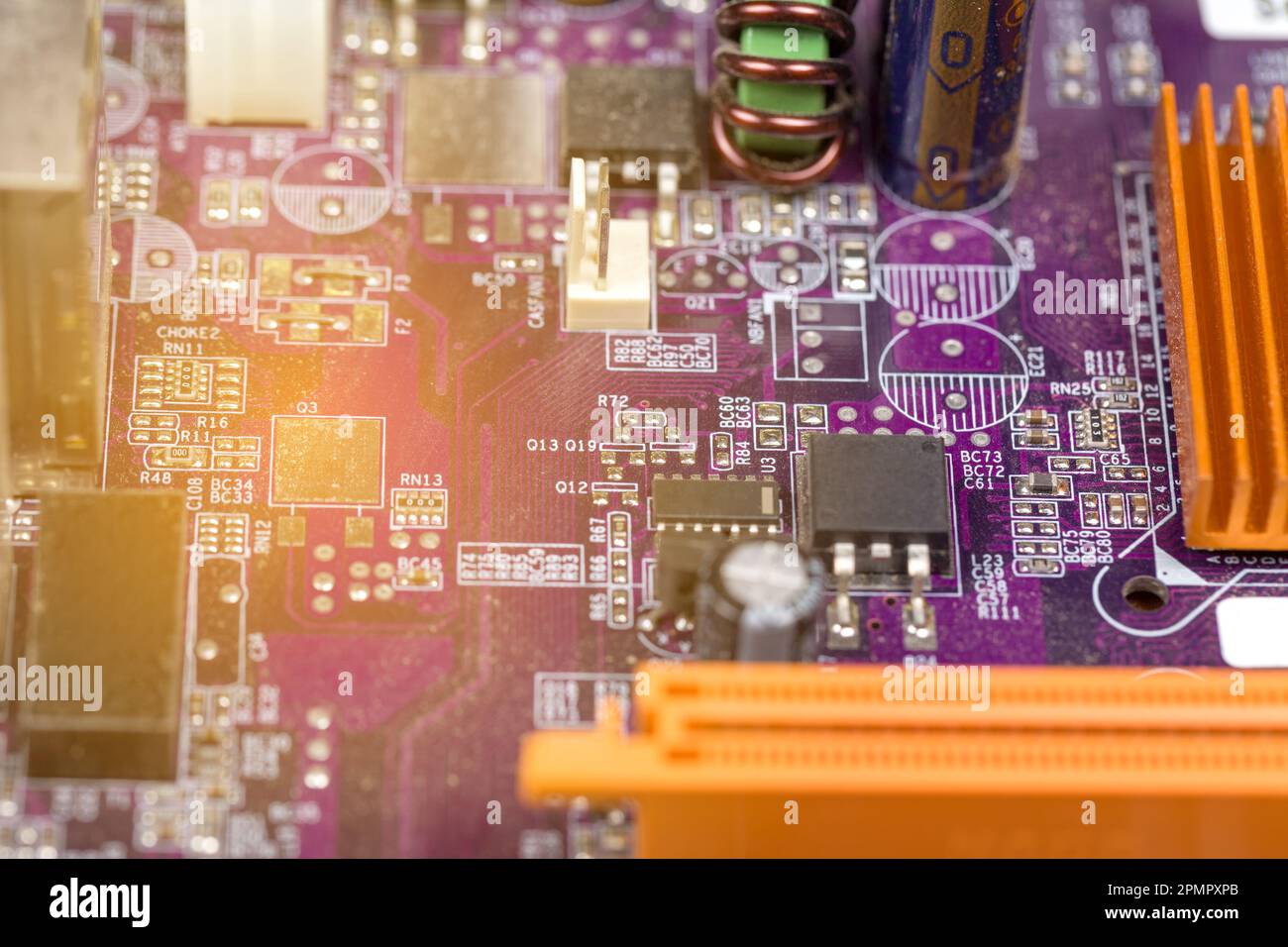 Computer motherboard. Electronic circuit board .Computer hardware ...