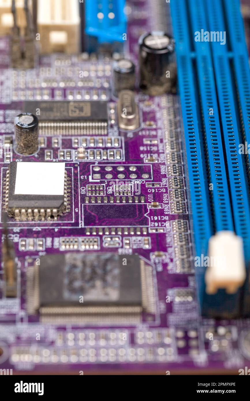 Computer motherboard. Electronic circuit board .Computer hardware ...