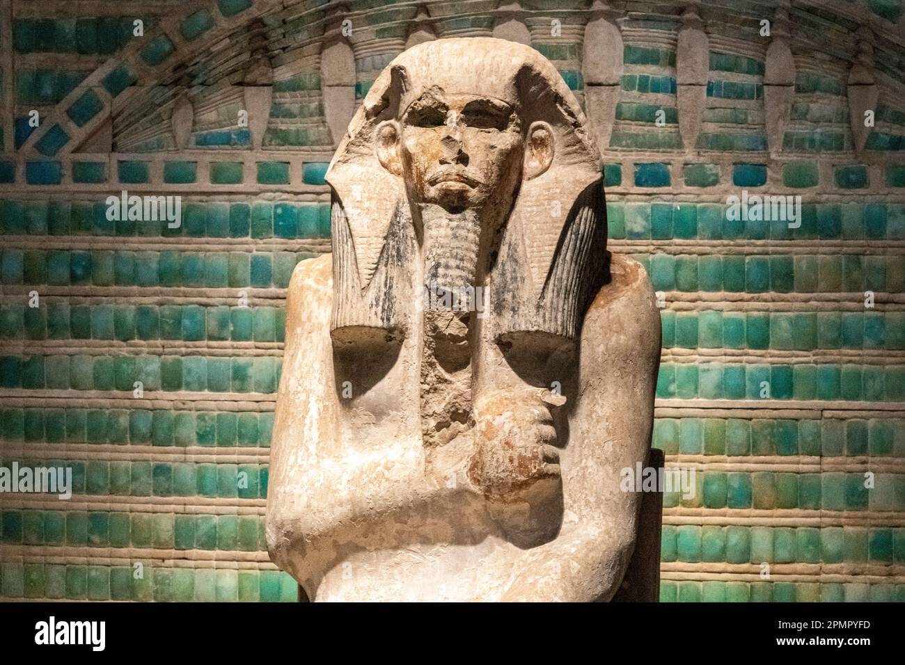 The carved statue sculpture of King Djoser at the Museum of Egyptian ...